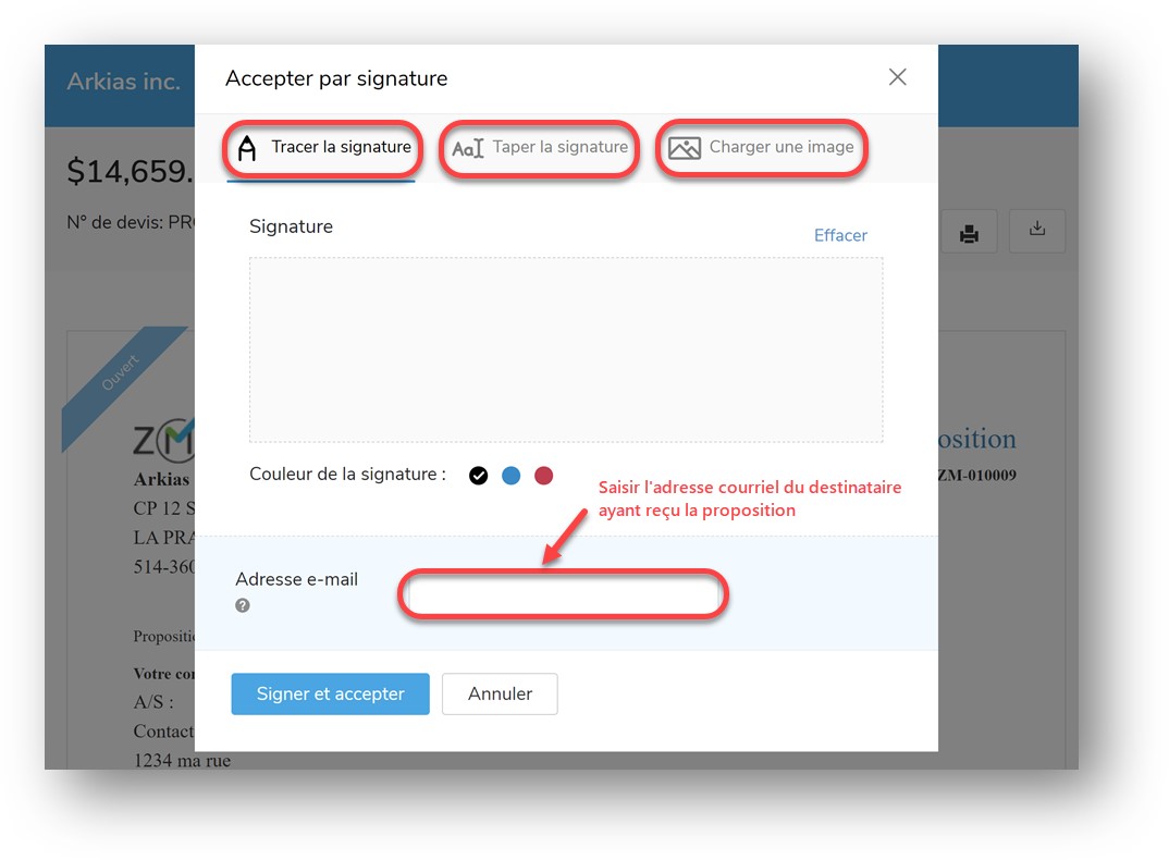 Zoho - Accepter Proposition (eSign) – Zmartests.com - Centre d'aide
